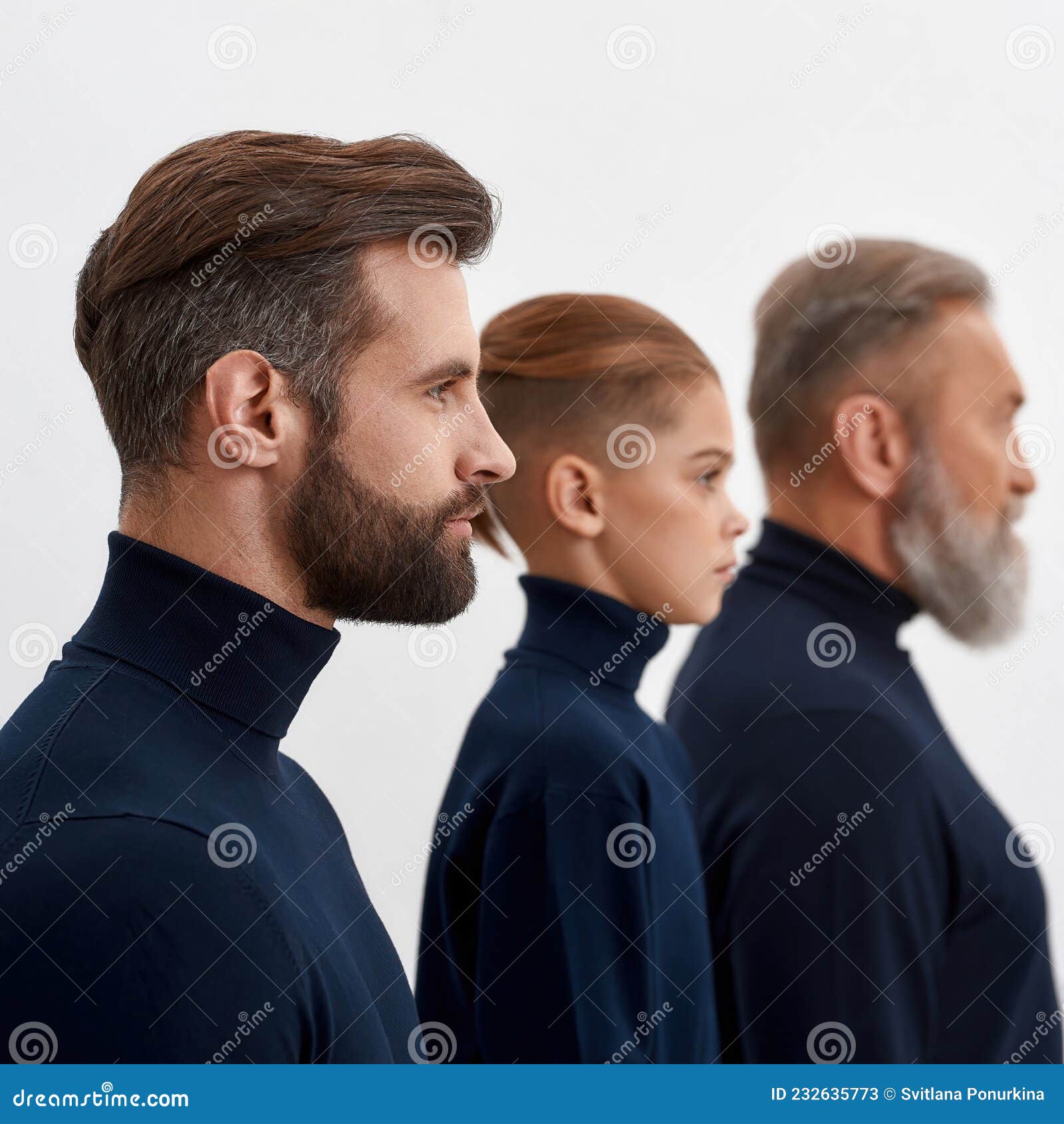 Crop Shot of Three Generations of Men Faces Stock Image - Image of ...