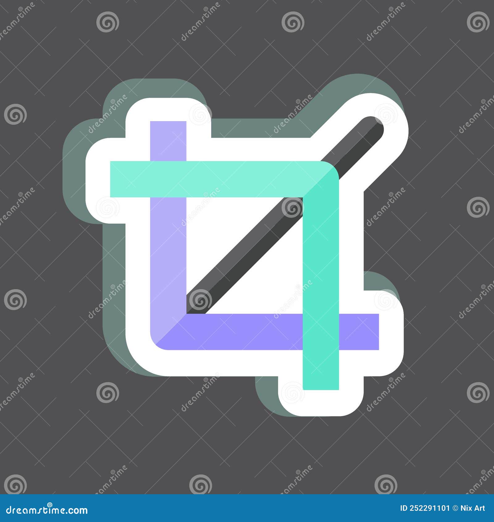 Crop Sticker in Trendy Isolated on Black Background Stock Illustration ...