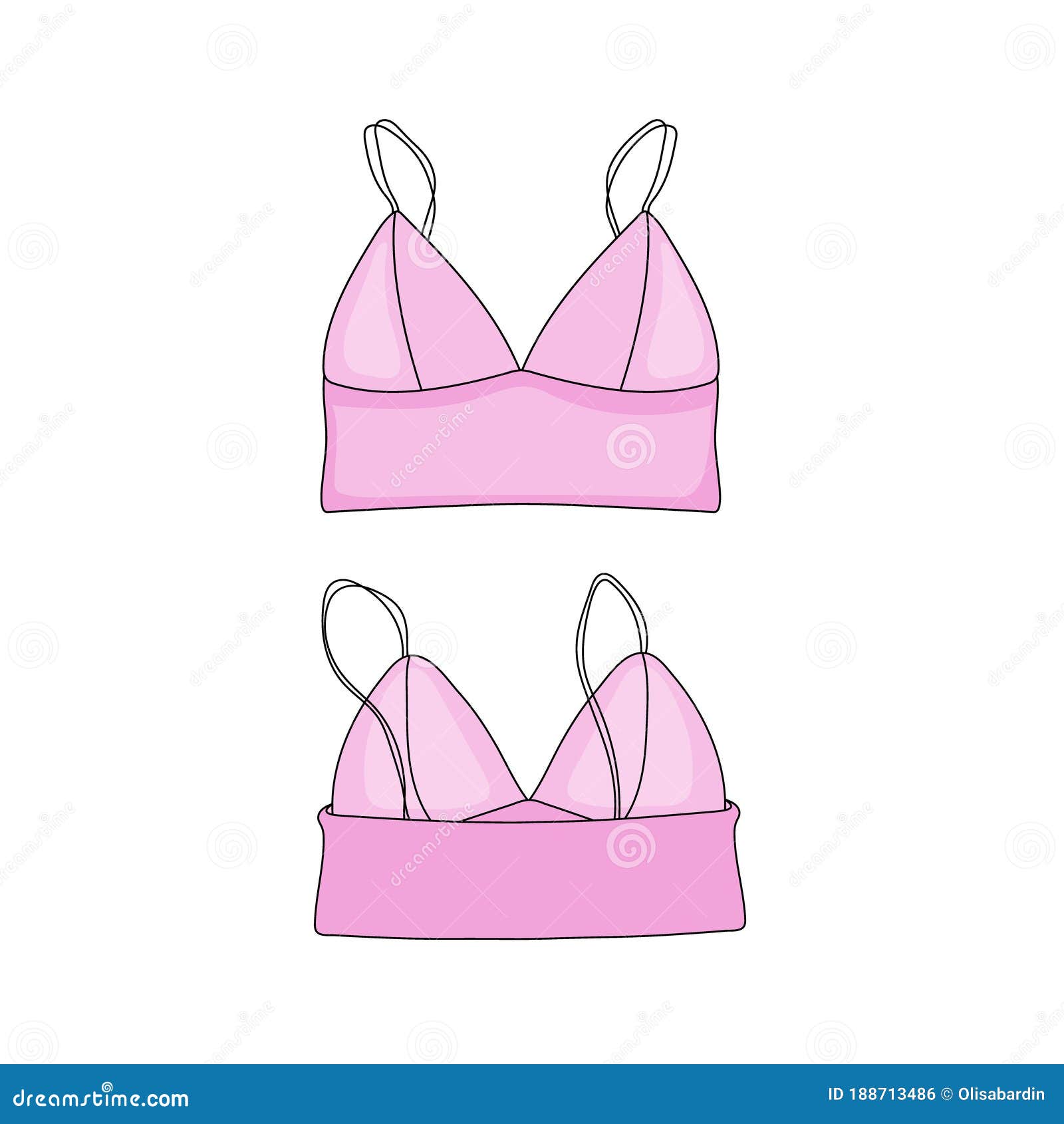 Crop Top, Bustier. Front And Back Views. Vector Illustration ...