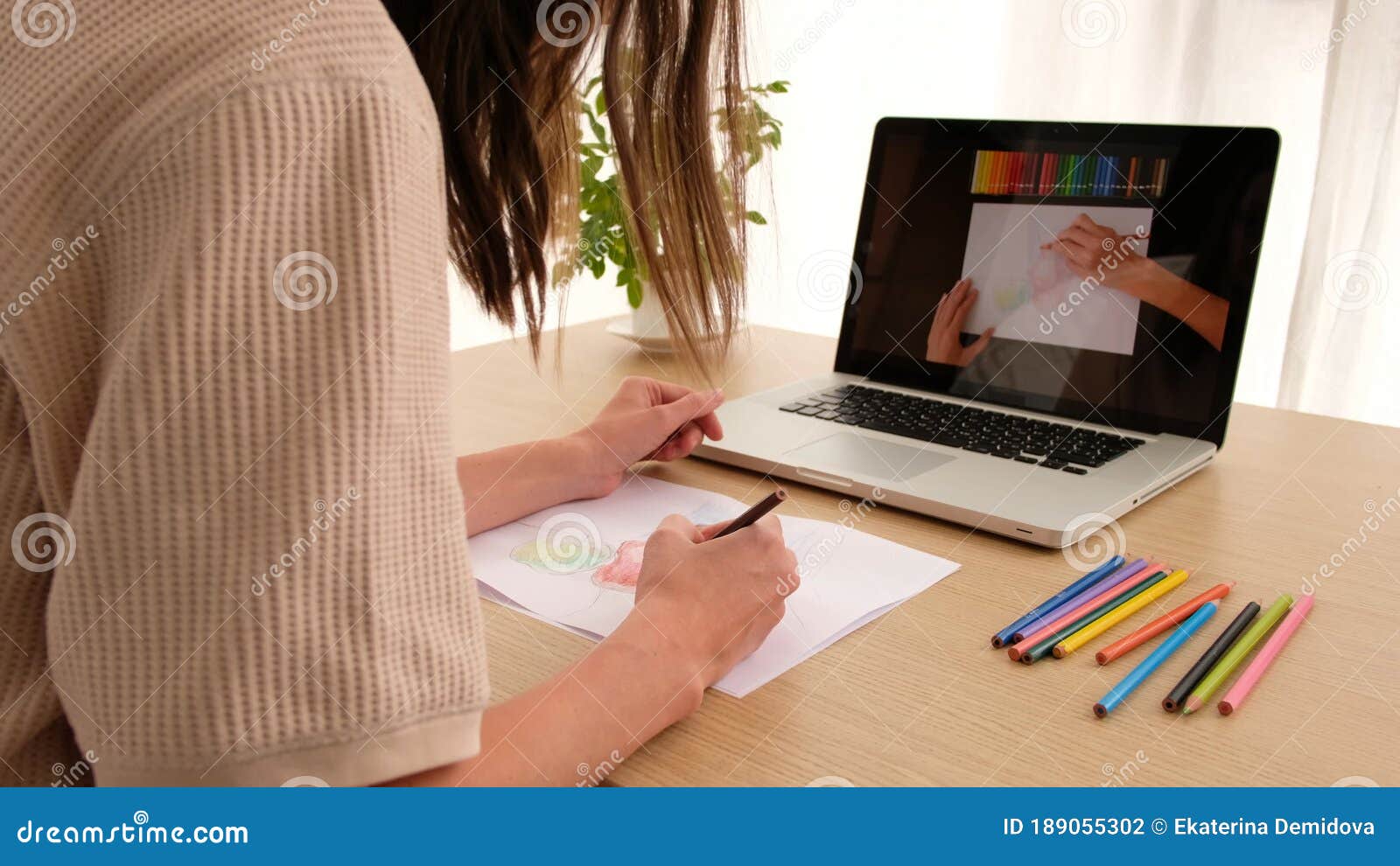 Crop Unrecognizable Illustrator Drawing Using Laptop with Video ...