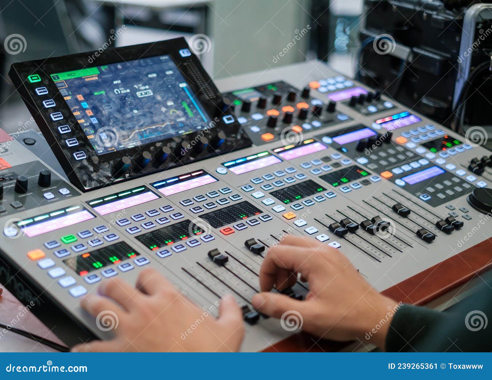Man Using Sound Recording Equipment in Studio Stock Image - Image of ...
