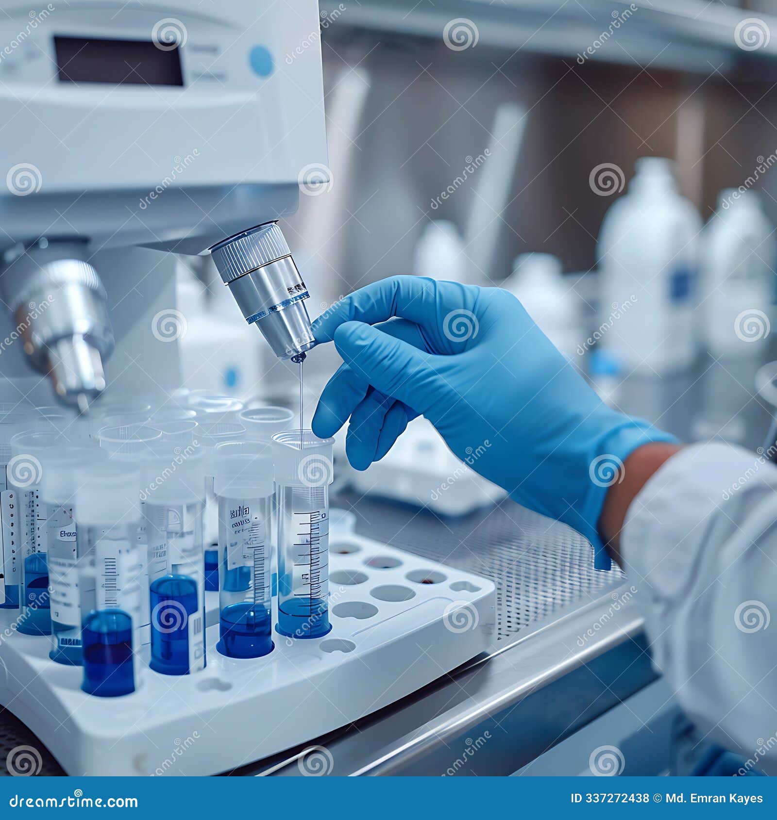 Crop View of Hand of Researcher Using Medical Equipment for Doing Test ...