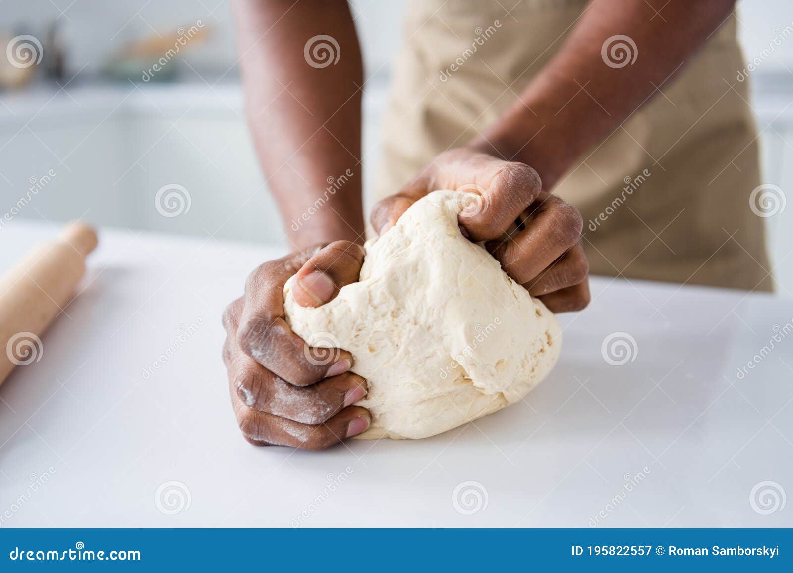 Cropped Close-up View of Nice Hands Guy Confectioner Making Fresh Bread ...
