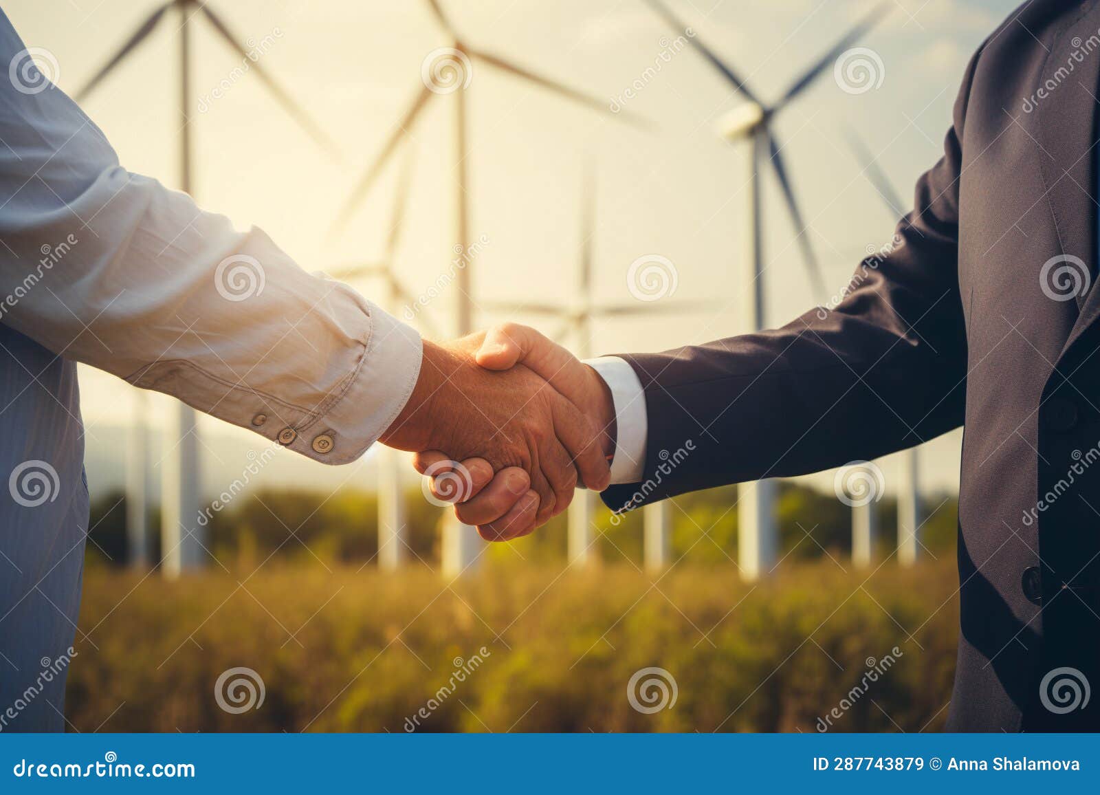 Cropped Closeup of a Handshake between Two Businessmen with a Wind ...