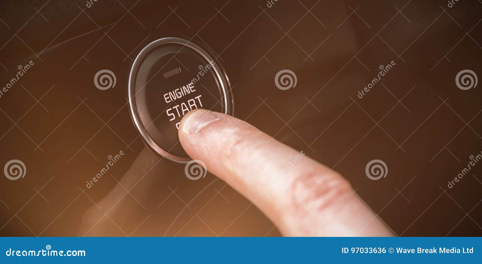 Cropped Finger Pressing Car Start Button Stock Photo - Image of ...