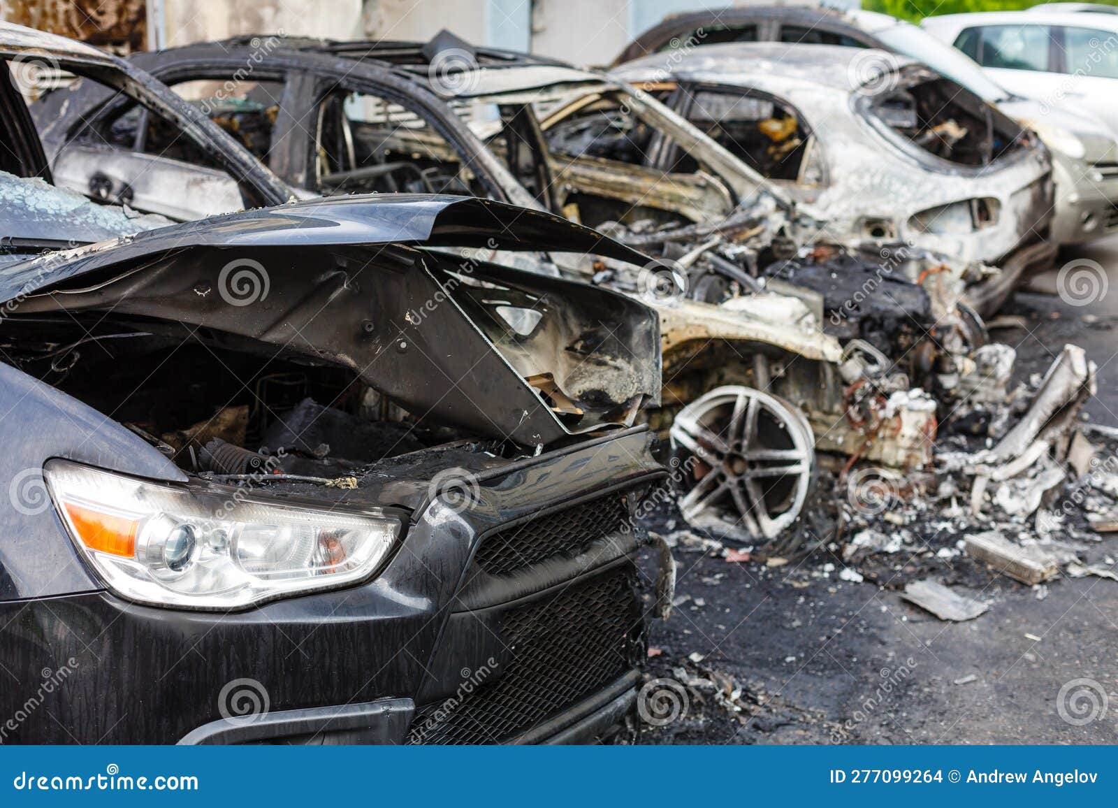 A Cropped Front View of a Burned and Abandoned Rusty Cars Stock Photo ...