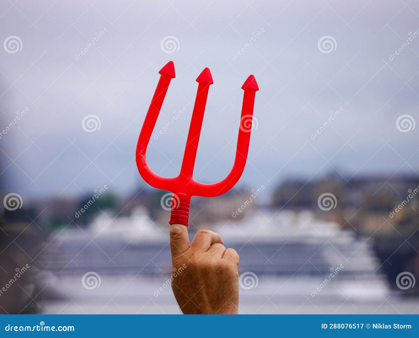 Cropped Hand with a Trident on Finger Stock Image - Image of finger ...
