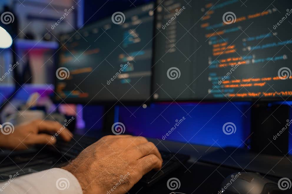 Cropped Hands Typing on Keyboard of it Developer& X27;s on Pc. Surmise ...