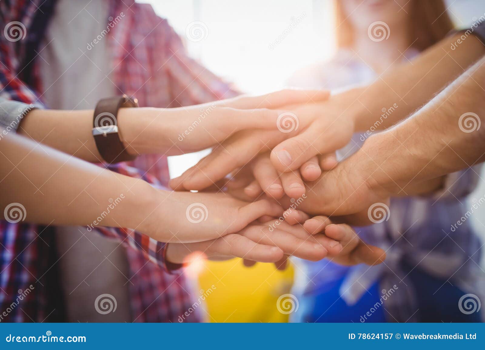 Cropped Image of Business People Stacking Hands Stock Image - Image of ...