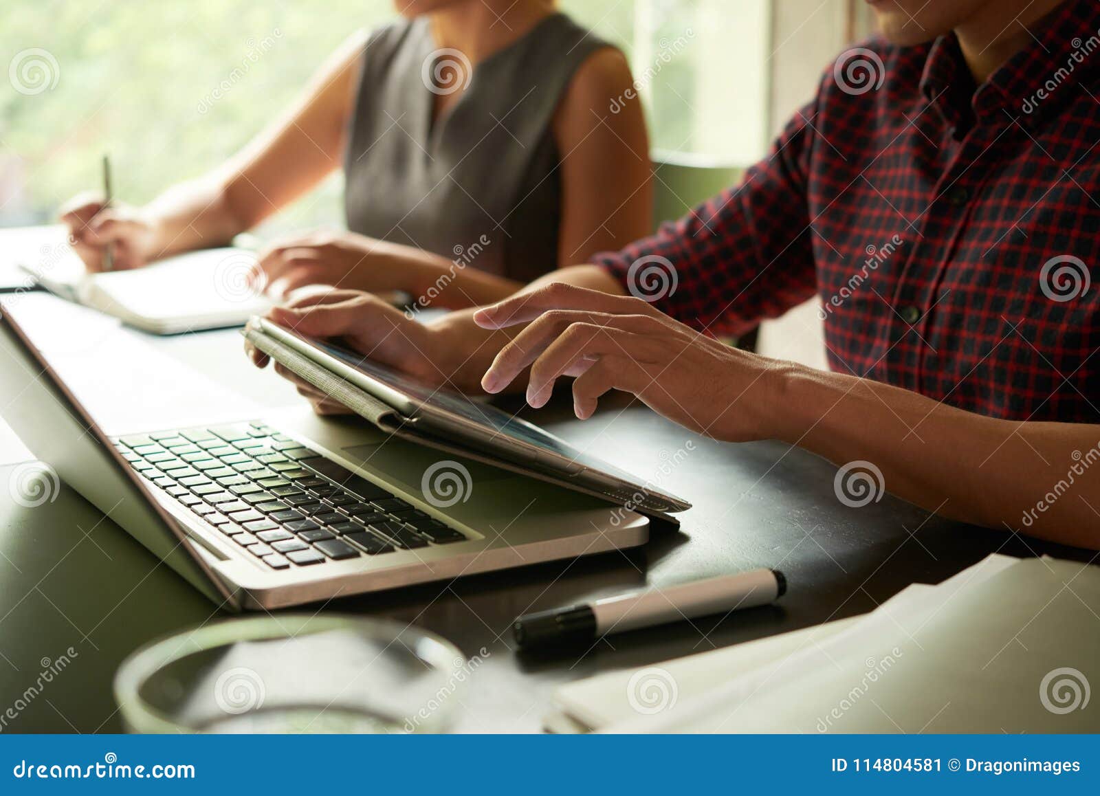 Businessman Working on Tablet Stock Image - Image of coworker, busy ...