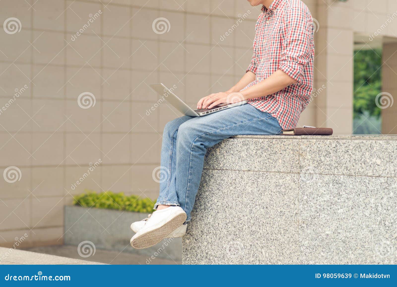 Cropped Image of Businessman Working Outside Office Building Stock ...