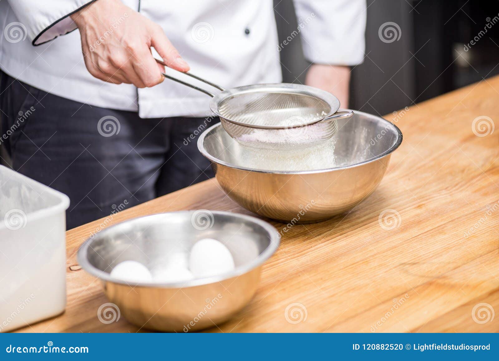 Cropped Image of Chef Holding Sieve Stock Photo - Image of partial ...
