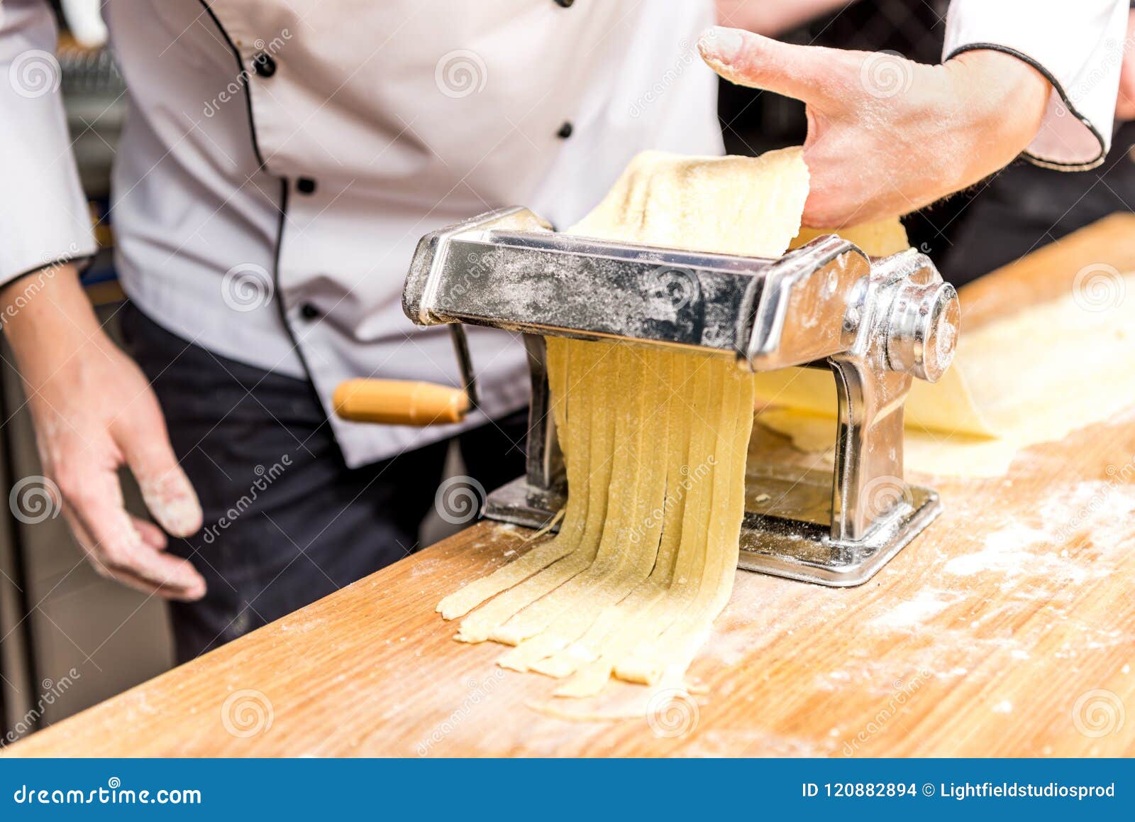 Cropped Image of Chef Making Pasta Stock Photo - Image of kitchen ...