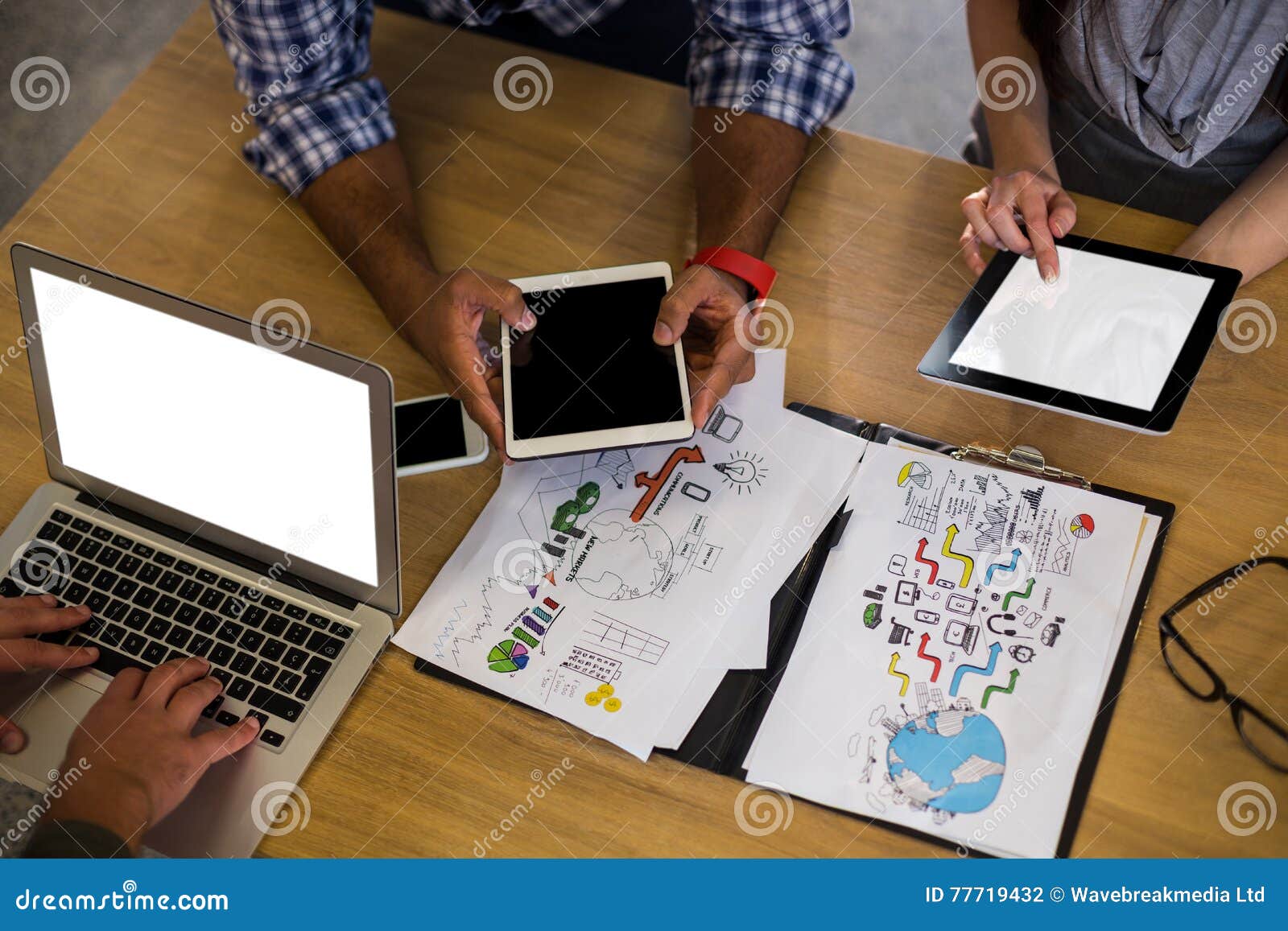 Cropped Image of Colleagues Using Technologies Stock Photo - Image of ...