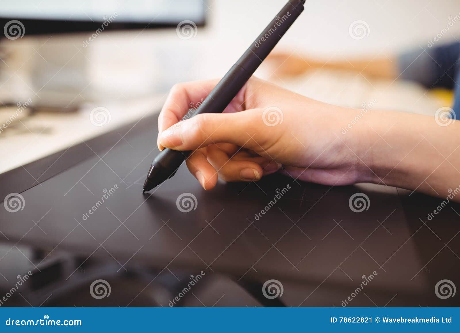 Cropped Image of Digitizer Using Graphics Tablet at Creative Office ...