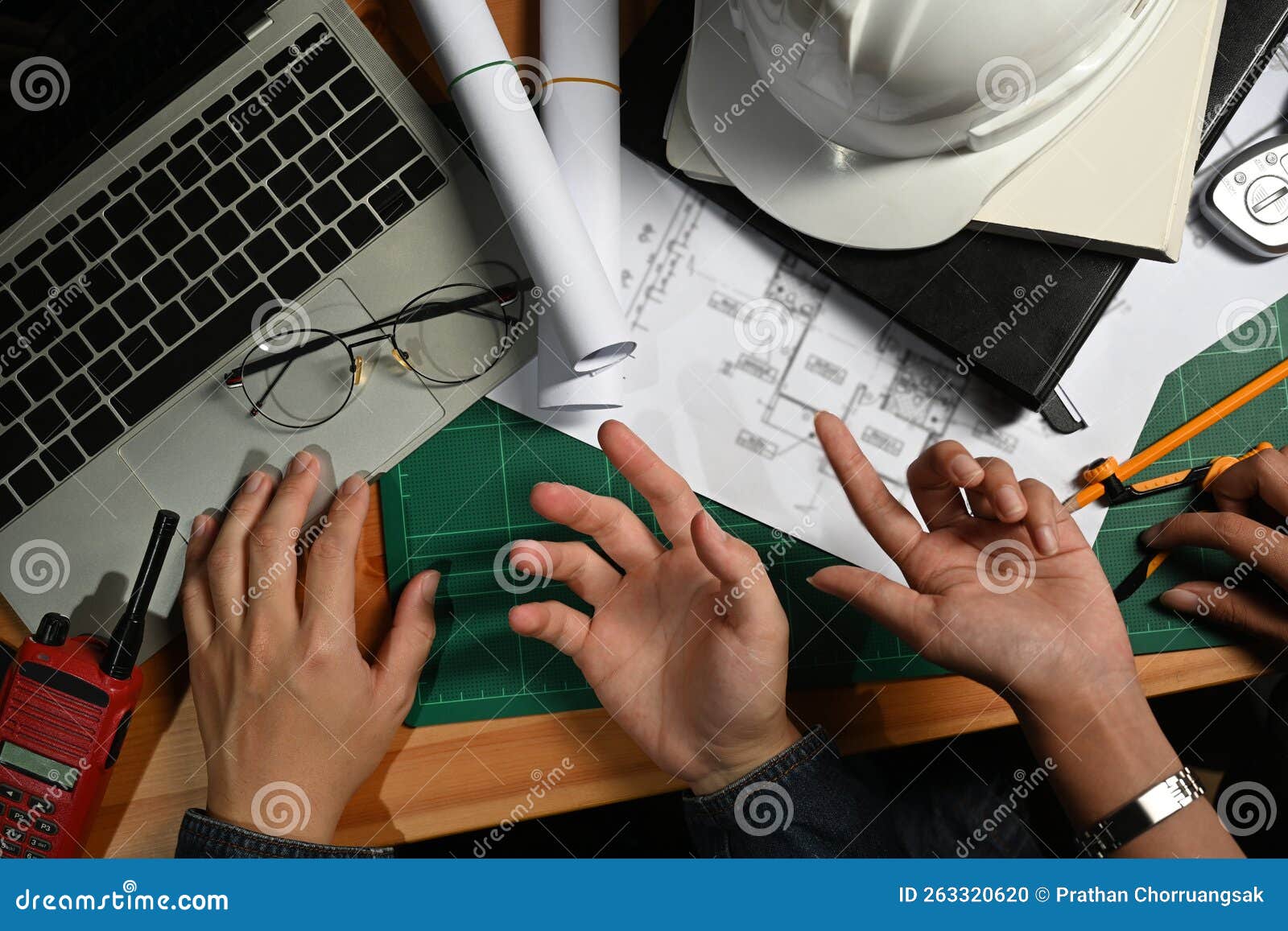 Cropped Image of Engineer or Architect Team Brainstorming, Planning ...