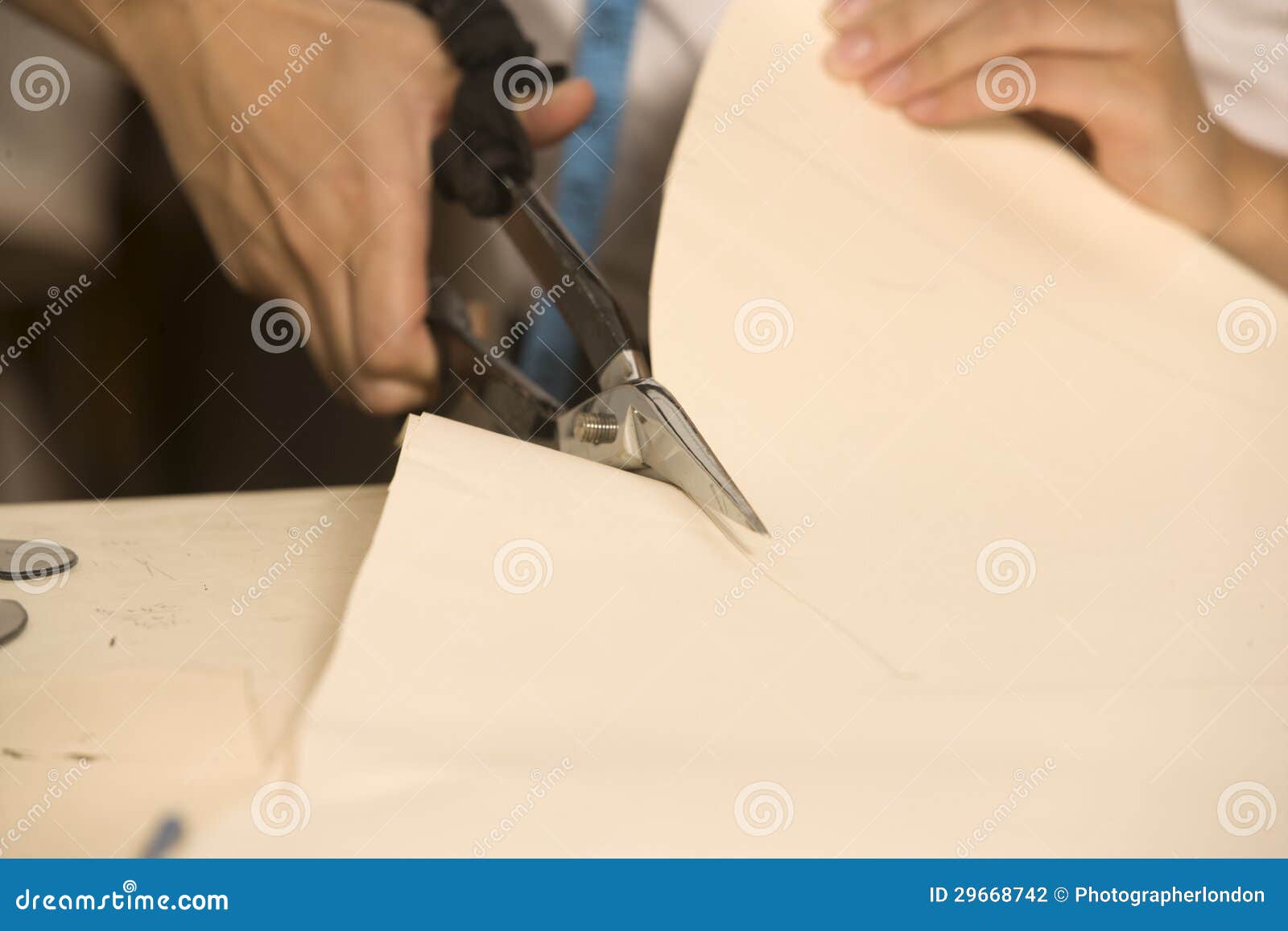 Cropped Image of Fashion Designer Cutting Cloth Stock Photo - Image of ...