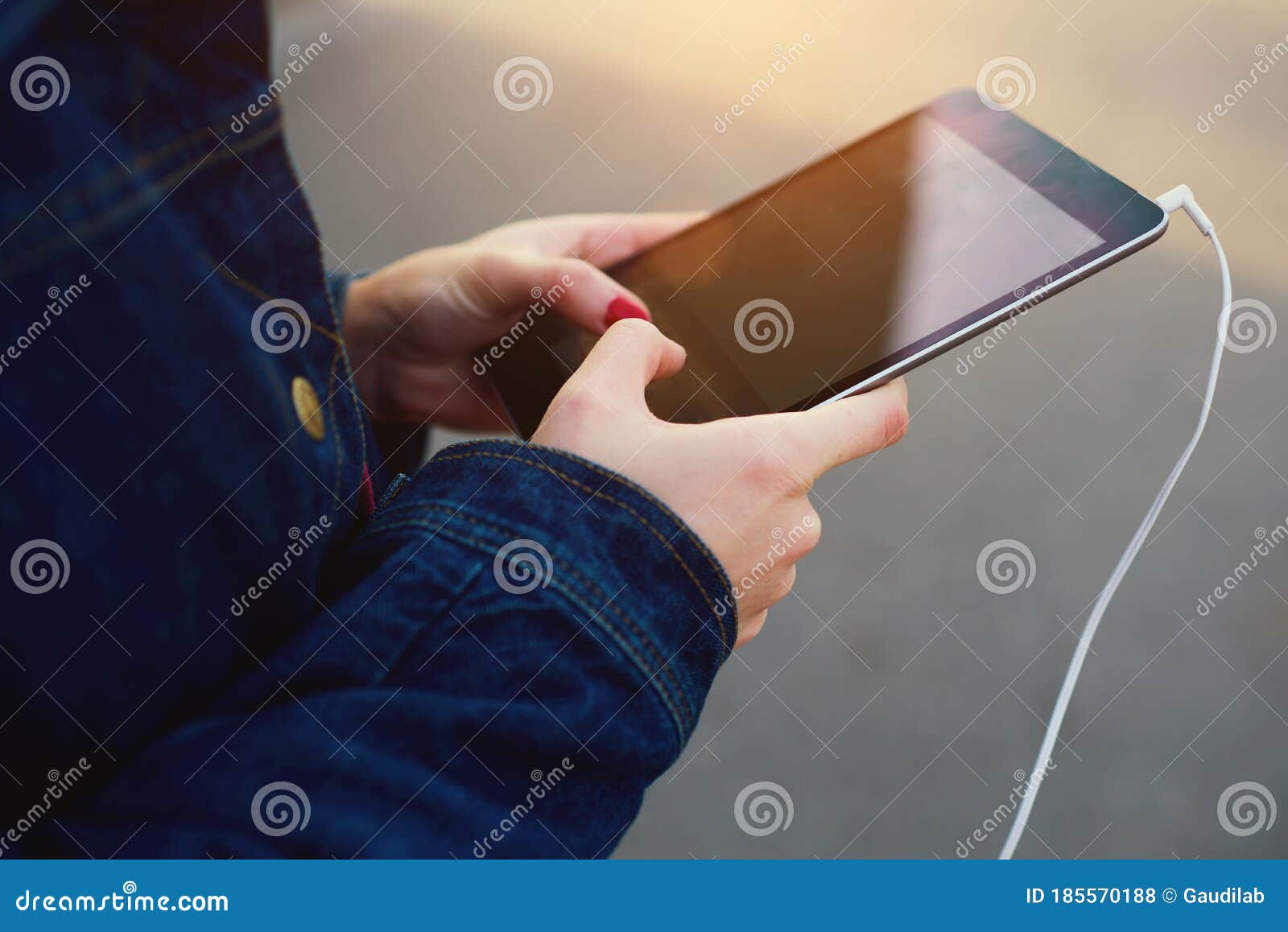Woman Working on Tablet with Copy Space Background Where You Can Put ...