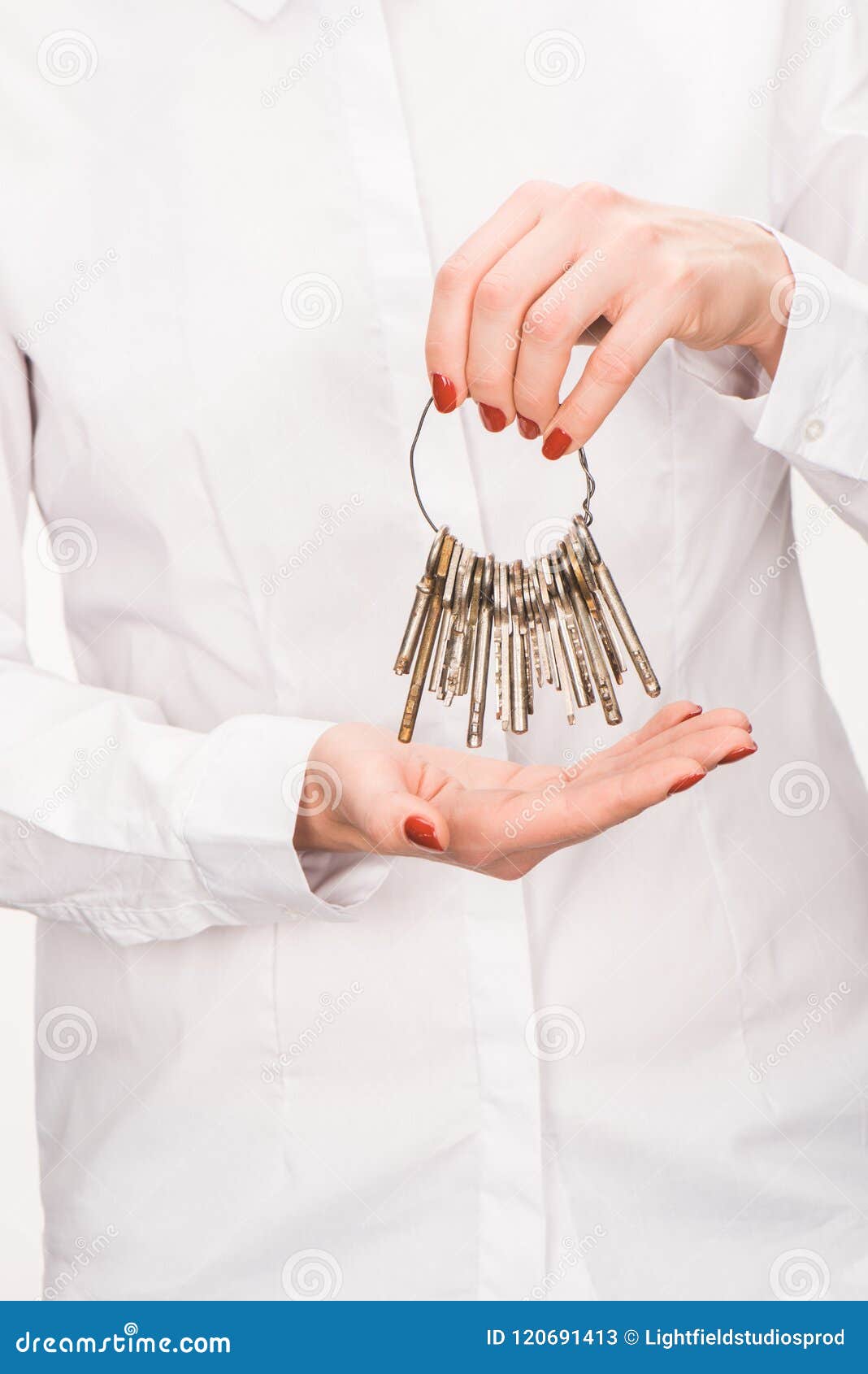 Cropped Image of Female Holding Keys Stock Image - Image of secure ...