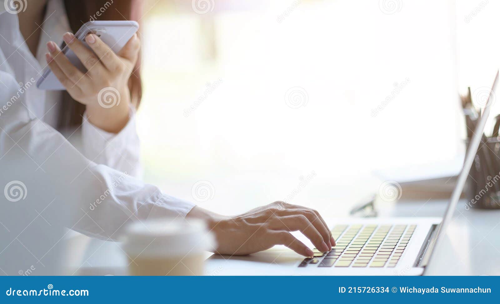 Cropped Image of Female Holding Smartphone Getting Message with ...