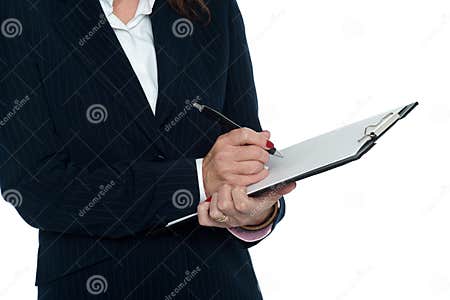 Cropped Image of Female Secretary Taking Notes Stock Image - Image of ...