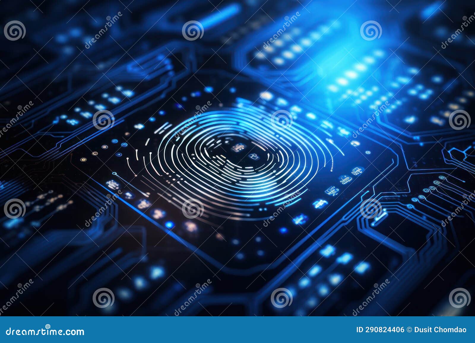 Cropped Image Of Fingerprint With Binary Code Pattern Overlay Technical Background Generative