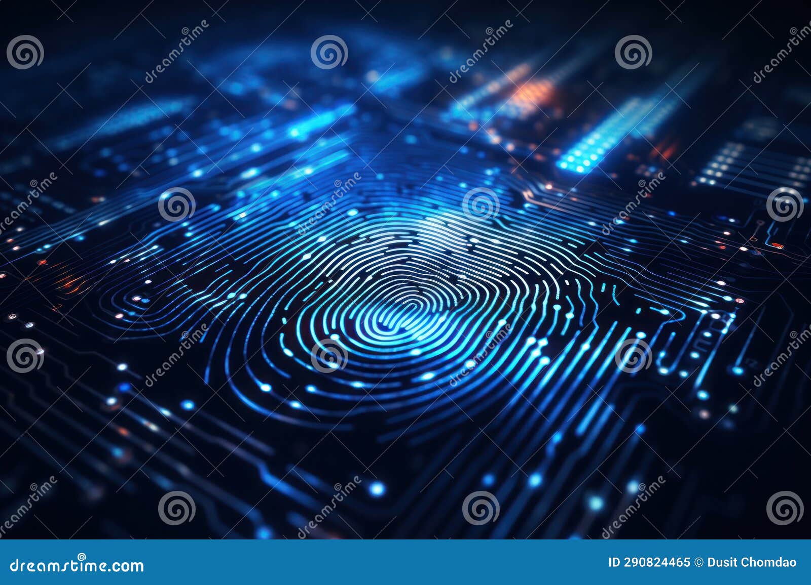 Cropped Image of Fingerprint with Binary Code Pattern Overlay, Technical Background. Generative ...