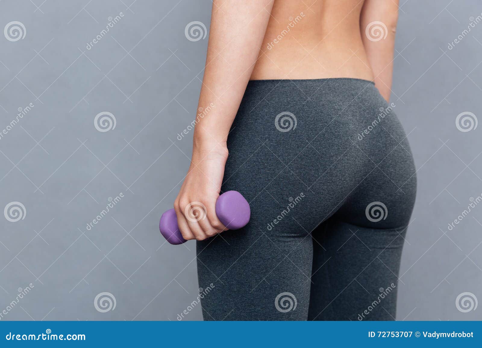 Cropped Image of Girls Back View with Dumbbells Stock Image - Image of ...