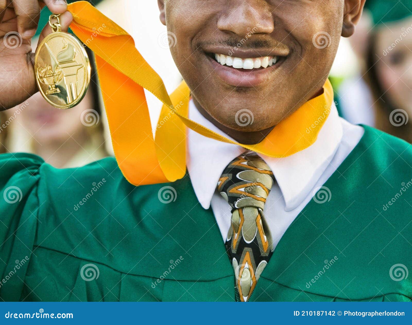 Cropped Photo of Graduate Holding Medal Stock Photo - Image of internet ...