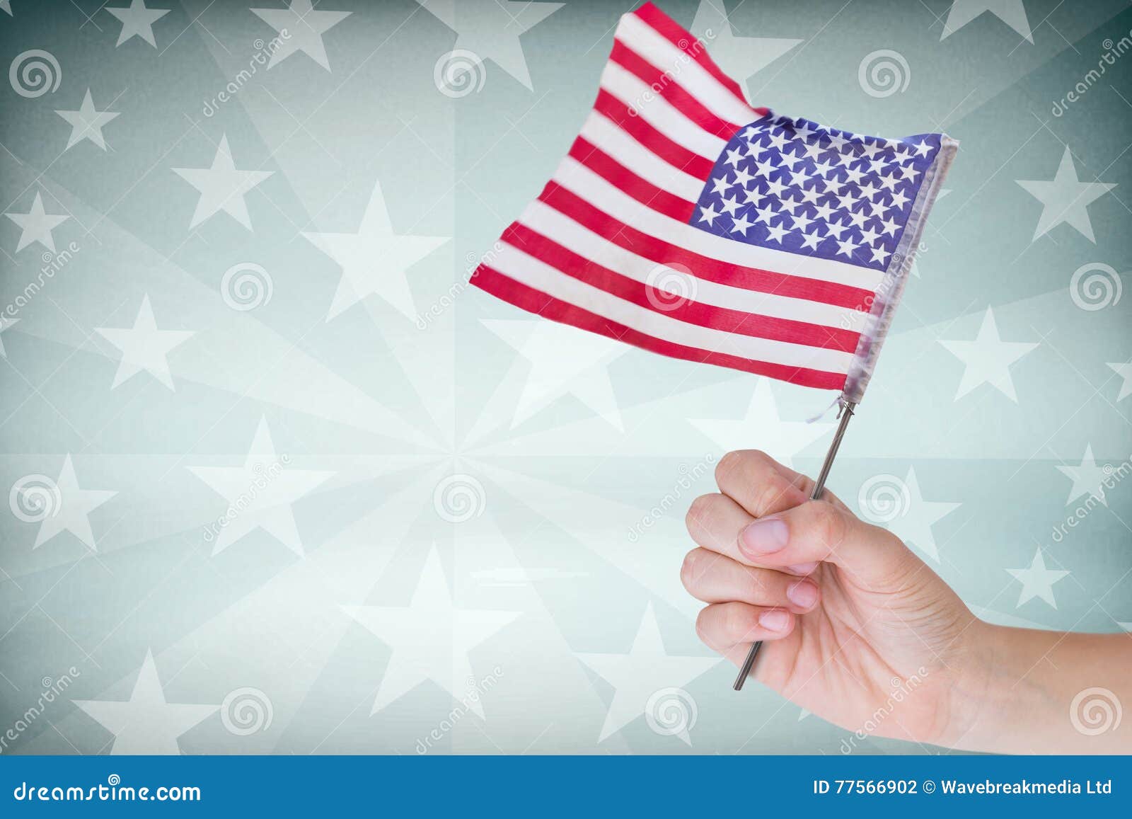 Cropped Image of Hand Holding American Flag Stock Illustration ...