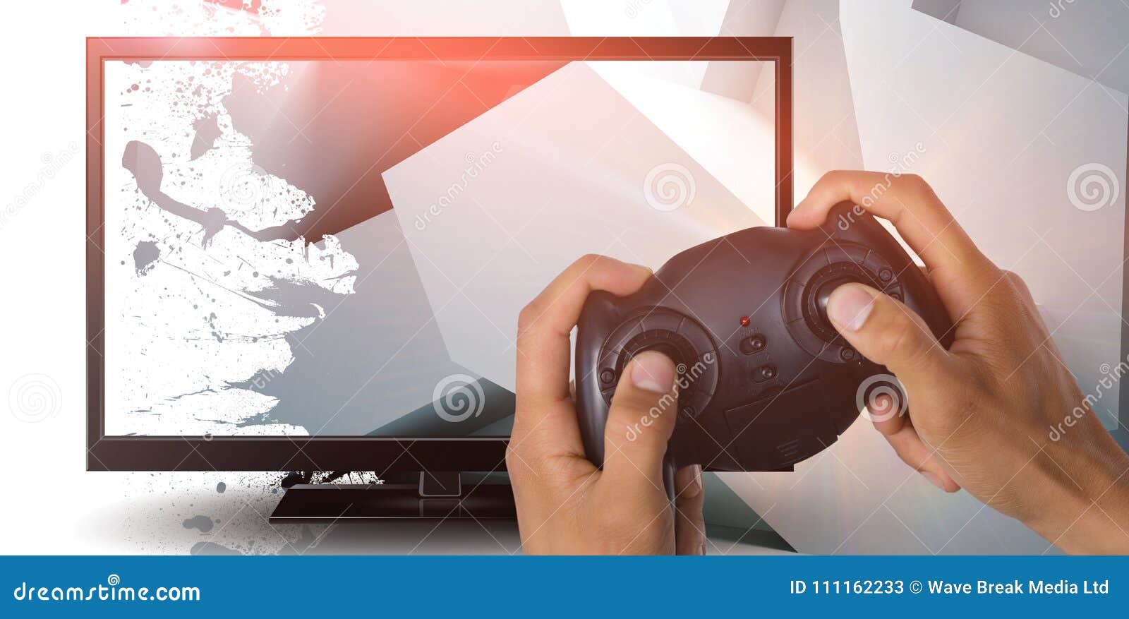 Composite Image of Cropped Image of Hands Holding Controller Stock ...