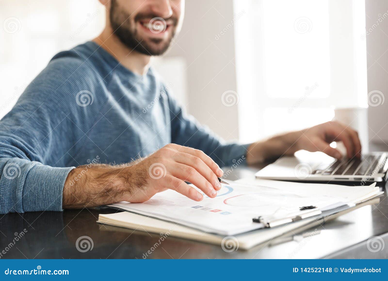 Cropped Image of a Handsome Man Freelancer Stock Photo - Image of ...
