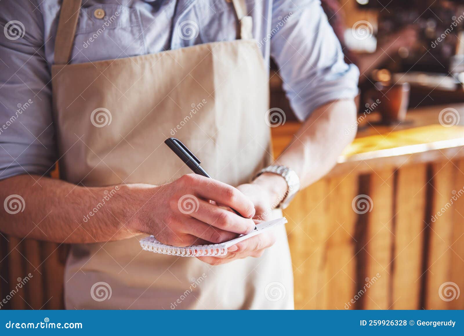 Handsome waiter at cafe stock photo. Image of cafe, order - 259926328