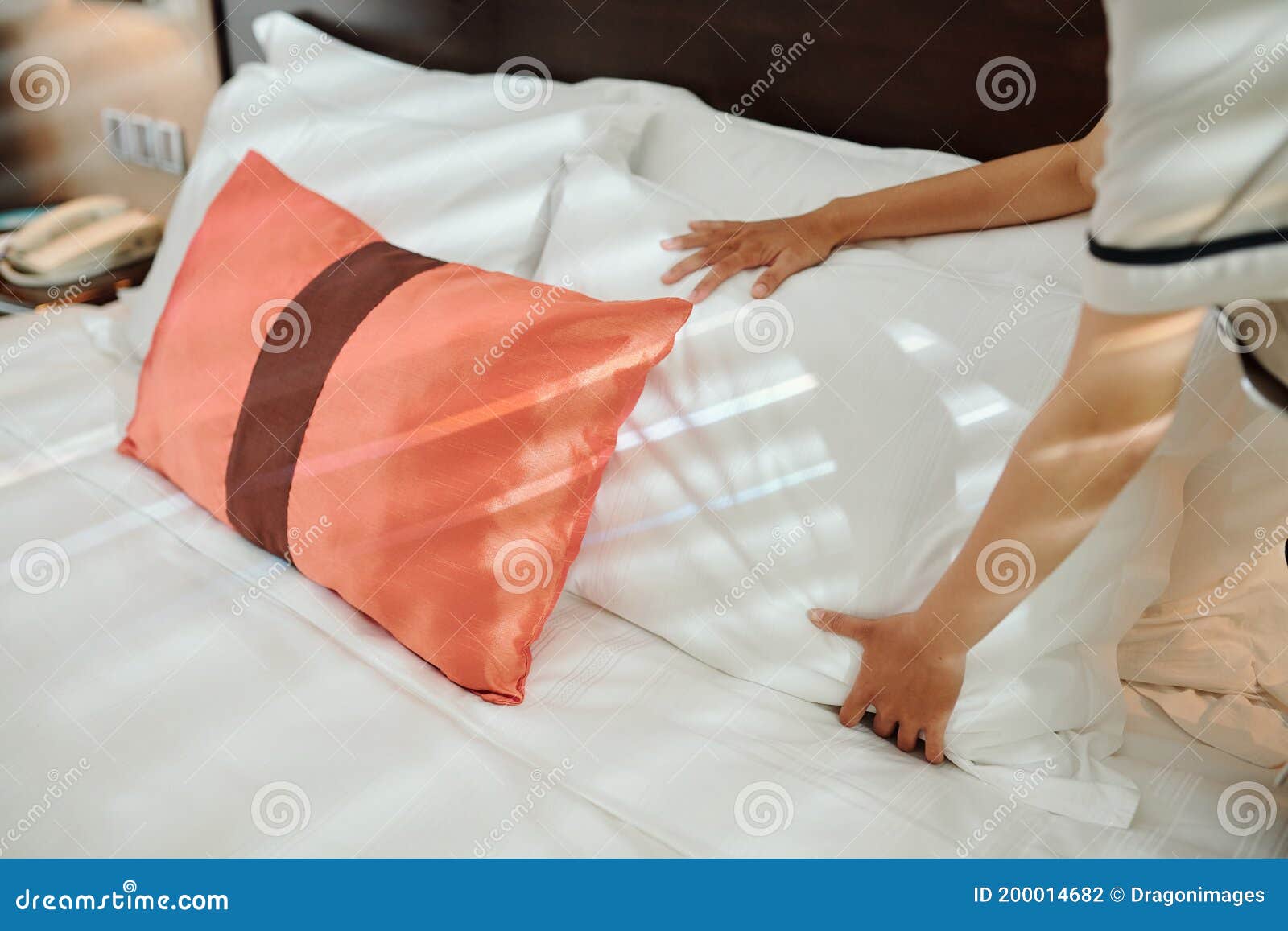 Maid changing linen stock photo. Image of clean, indoors - 200014682