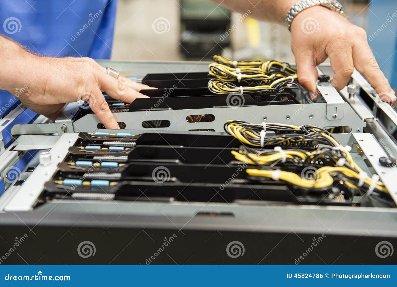 Cropped Image of Male Technician Examining Computer Card Slots I Stock ...
