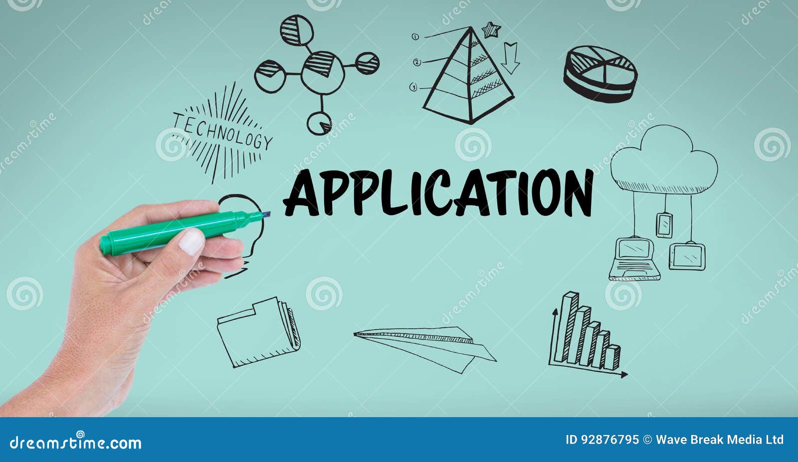 Cropped Image of Man with Marker Pen Writing Application Surrounding ...