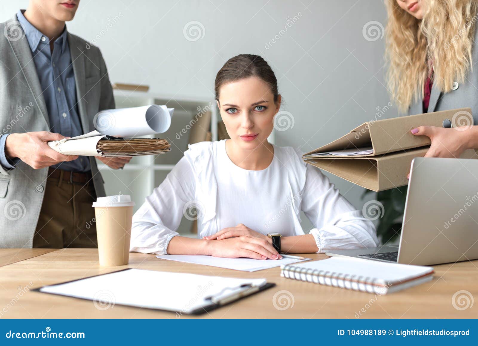Managers Bringing Documents To Team Leader Stock Image - Image of ...