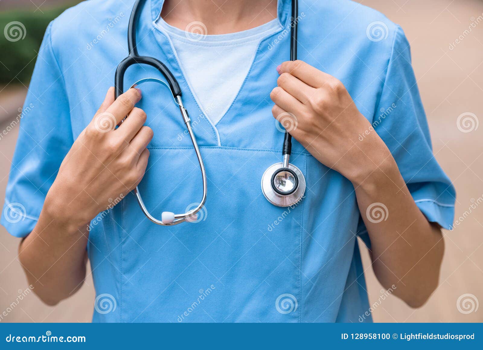 Cropped Image of Medical Student Holding Stethoscope Stock Photo ...