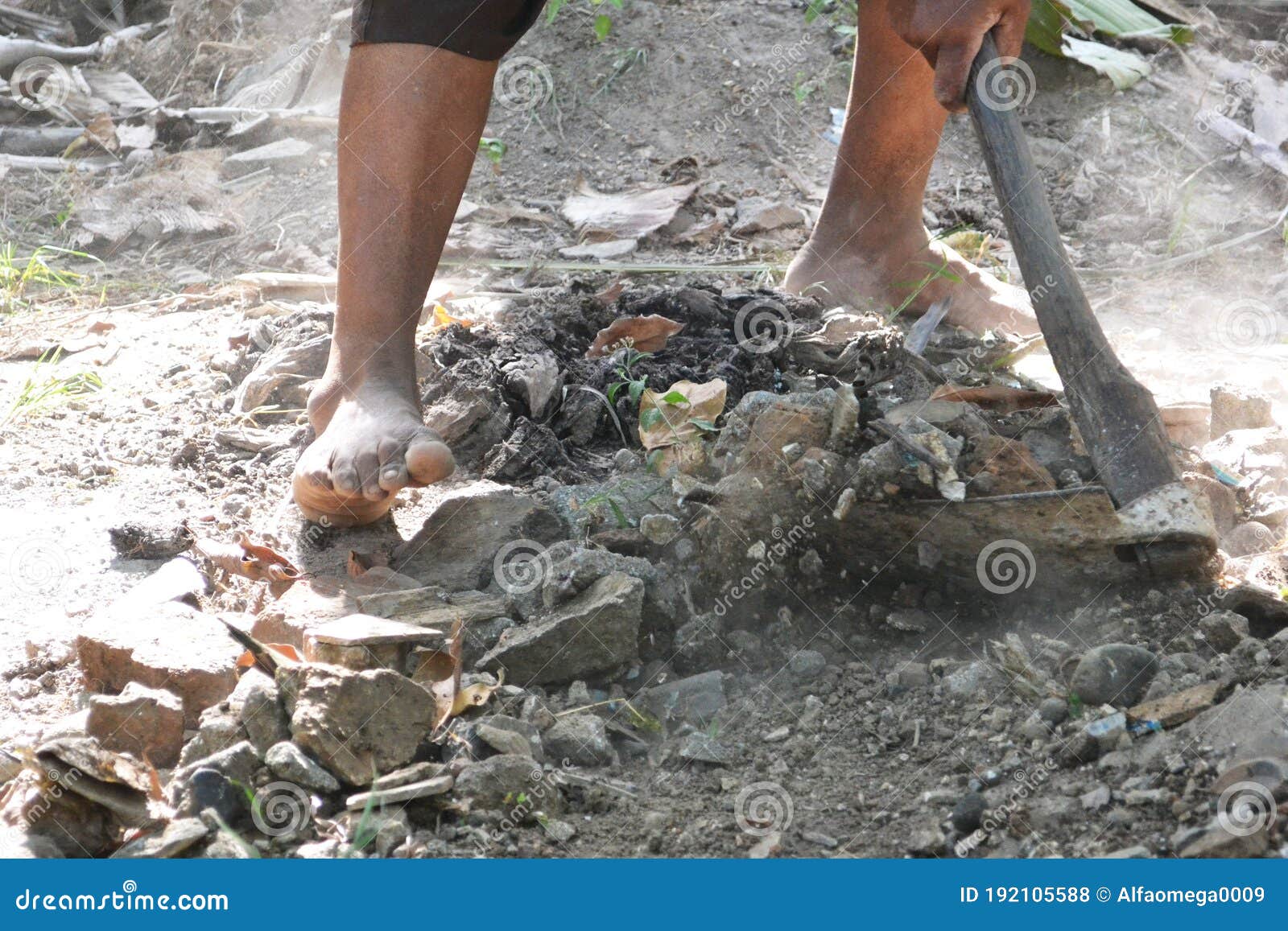Cropped Image of People Hard Worker Hands Using a Hoe Stock Photo ...