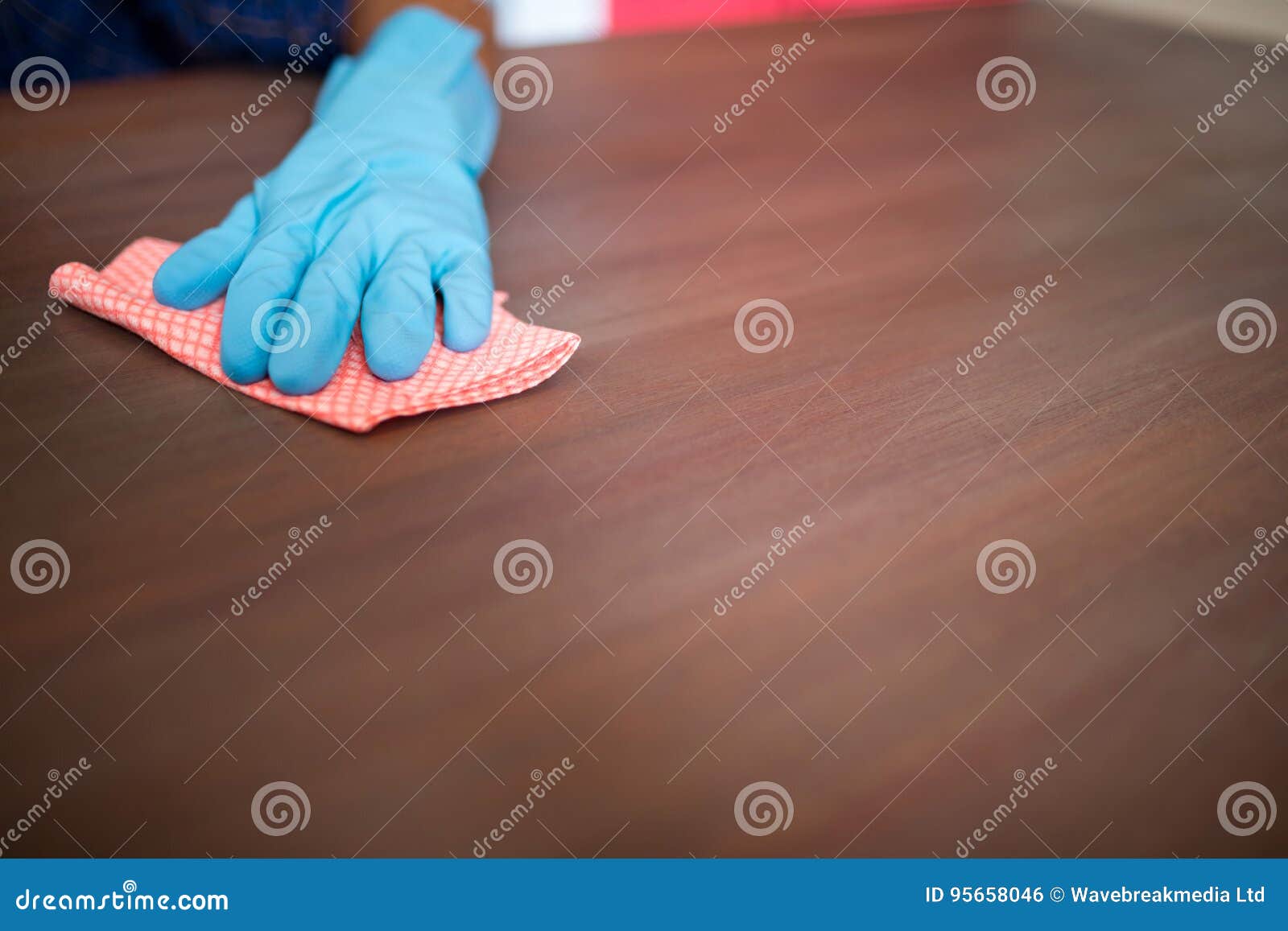 Cropped Image of Person Cleaning Table Stock Photo - Image of wood ...