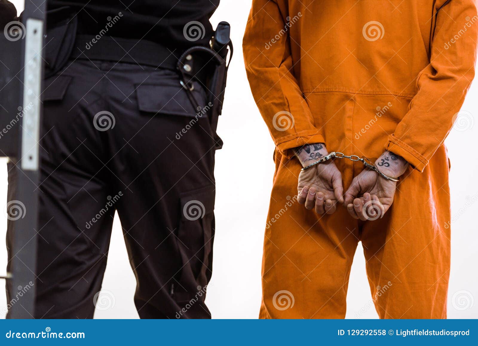 Cropped Image of Prison Guard Leading Criminal Stock Photo - Image of ...