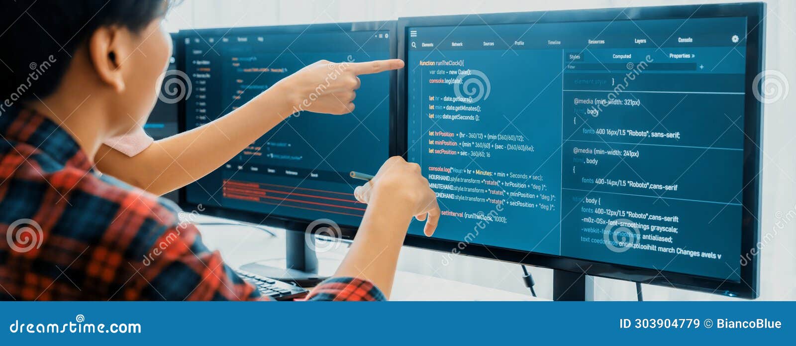 Professional Programer Team Discuss about Web Coding at Office ...