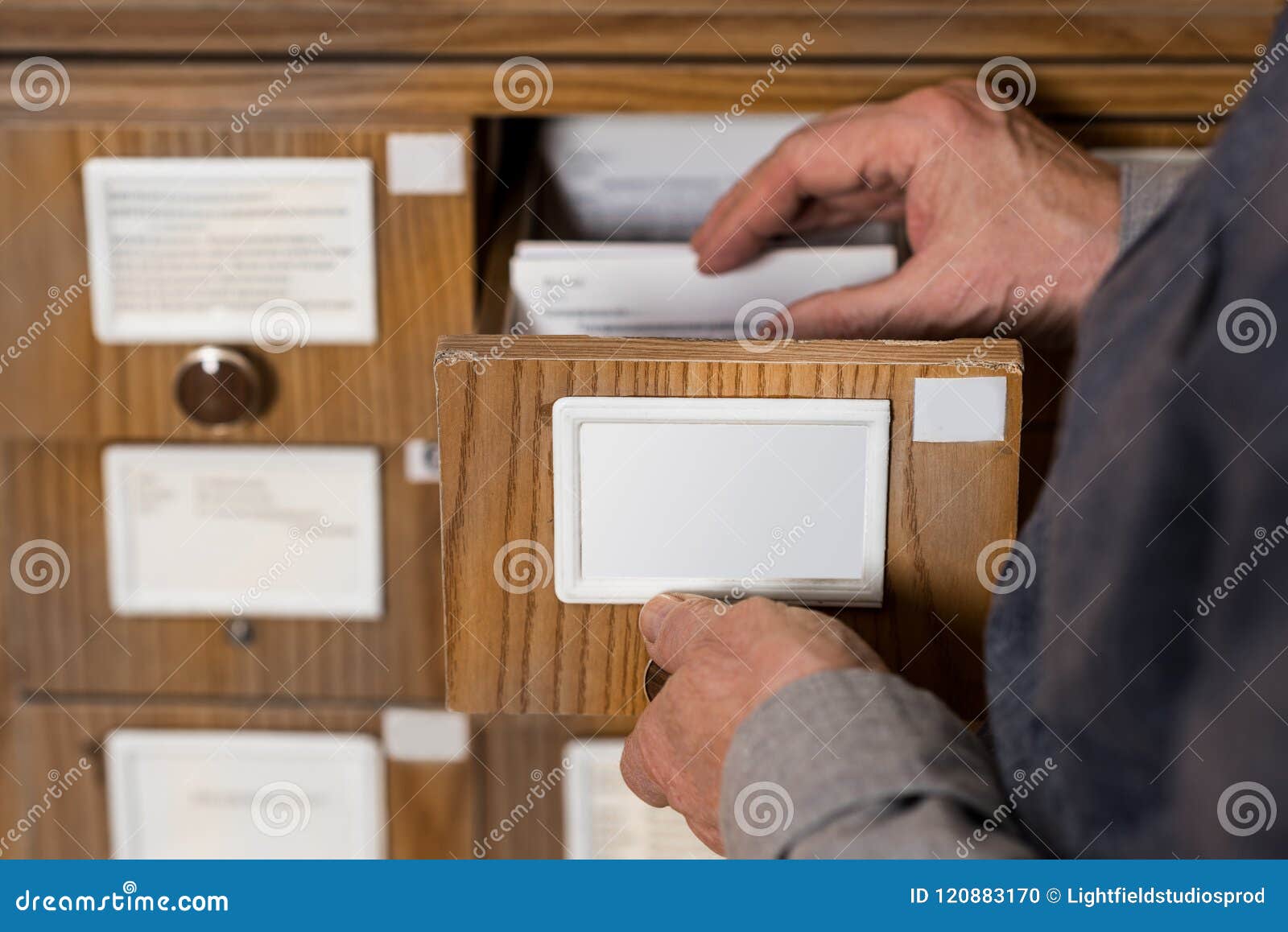 Cropped Image of Senior Male Archivist Searching Stock Photo - Image of ...