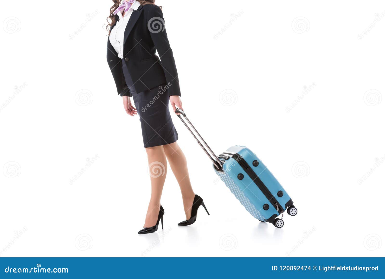 Cropped Image of Stewardess Walking with Suitcase Stock Photo - Image ...