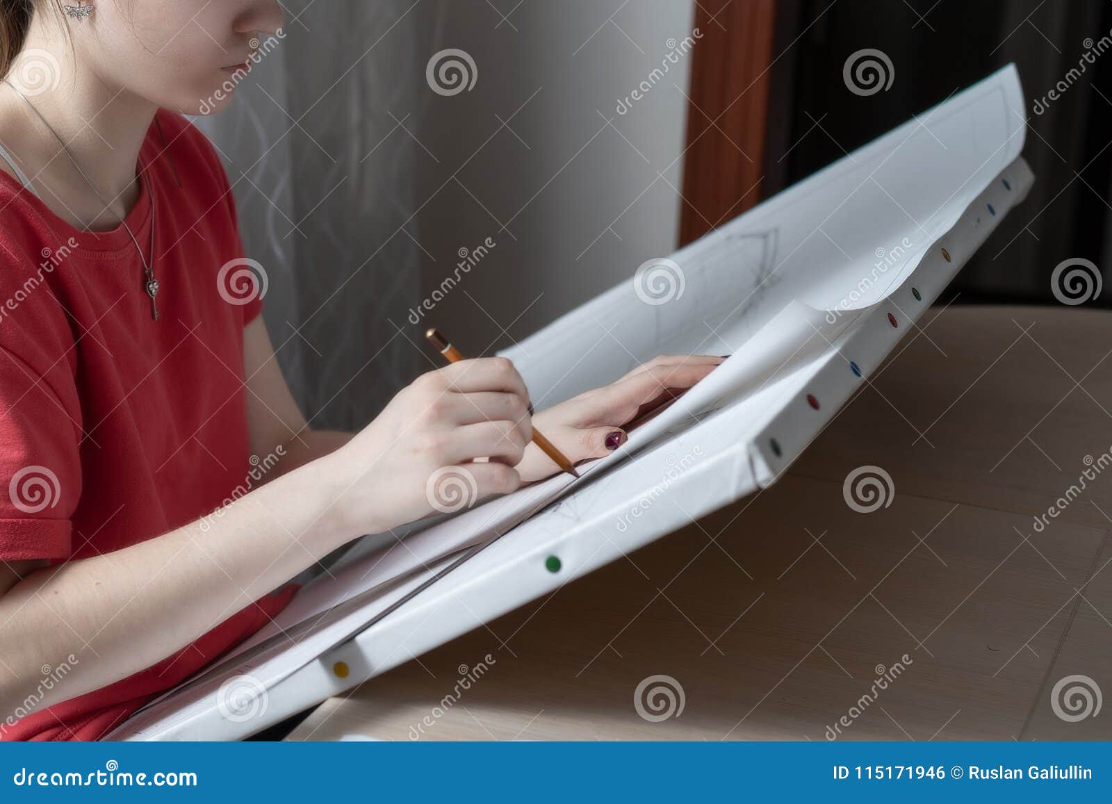 Framed Image of a Student Drawing a Sketch of the Work Stock Photo ...