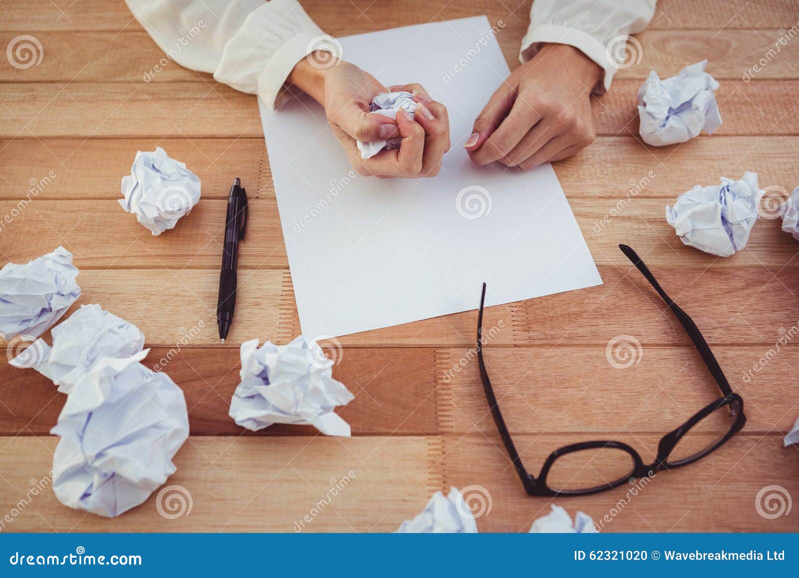 Cropped Image of Woman with Crumpled Paper Stock Photo - Image of ...