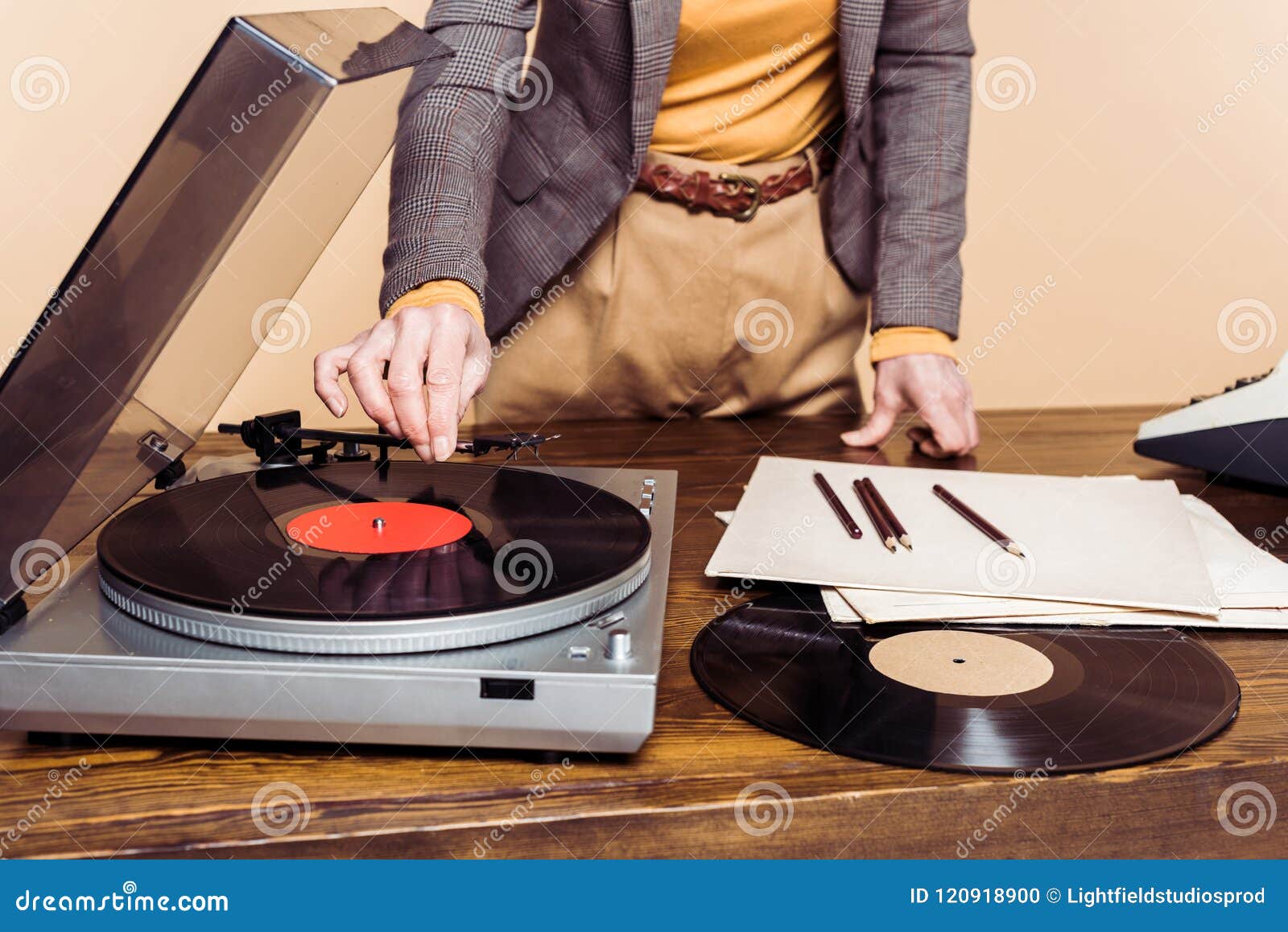 Cropped Image of Woman Turning on Vinyl Stock Photo - Image of female ...