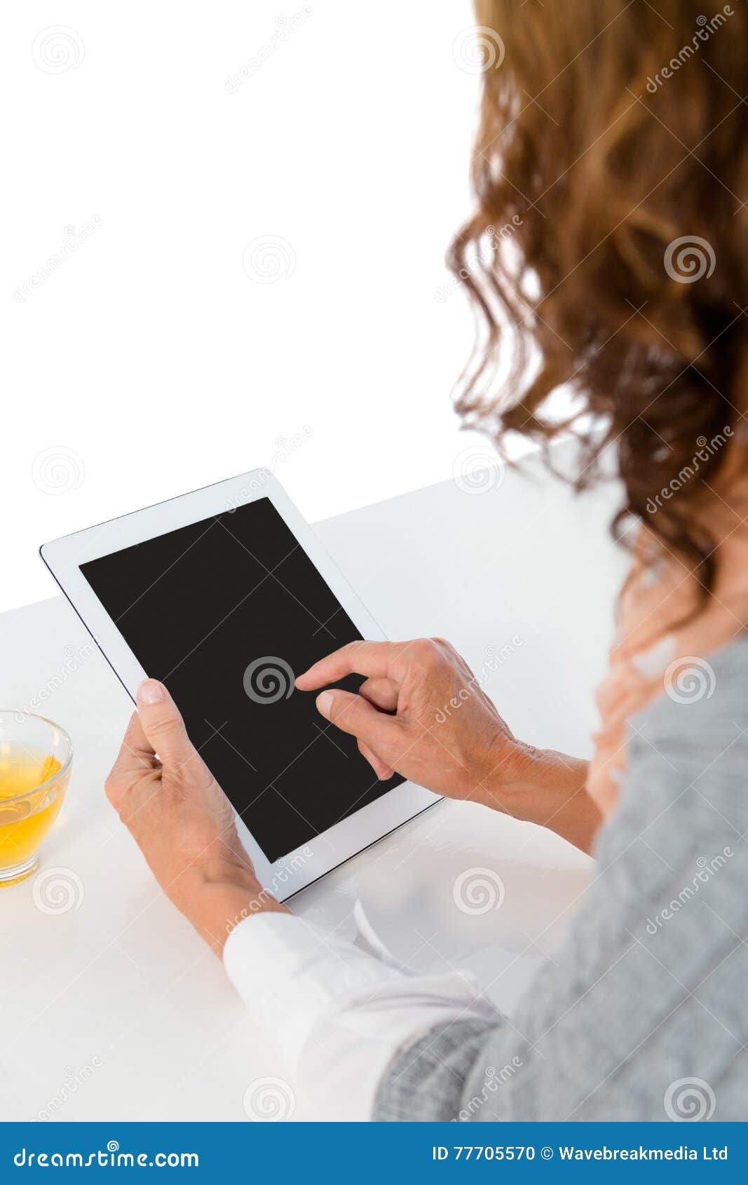 Cropped Image of Woman Using Tablet Stock Photo - Image of cropped ...