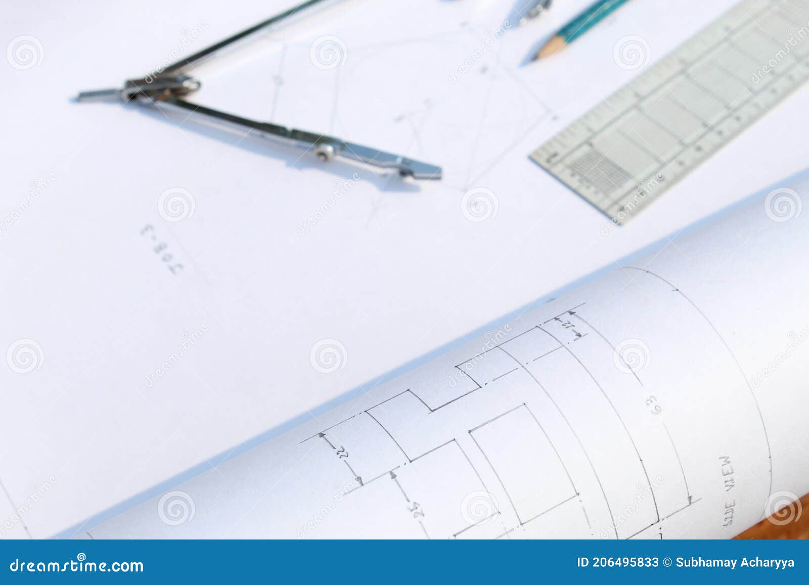 Cropped and Part View of Civil Engineering Plans and Diagrams with ...