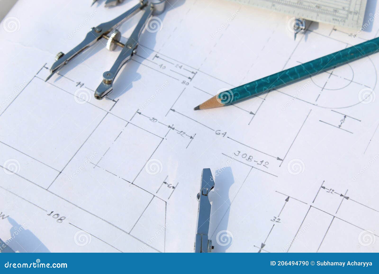 Cropped and Part View of Civil Engineering Plans and Diagrams with ...